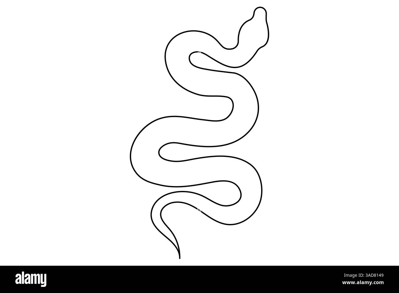 Snake one line drawing of minimalist vector icon with black and white ...