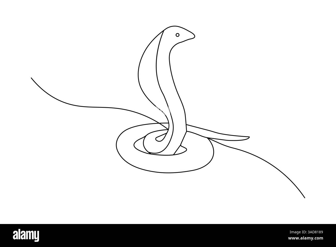 Snake one line drawing of minimalist vector icon with black and white background Stock Vector ...