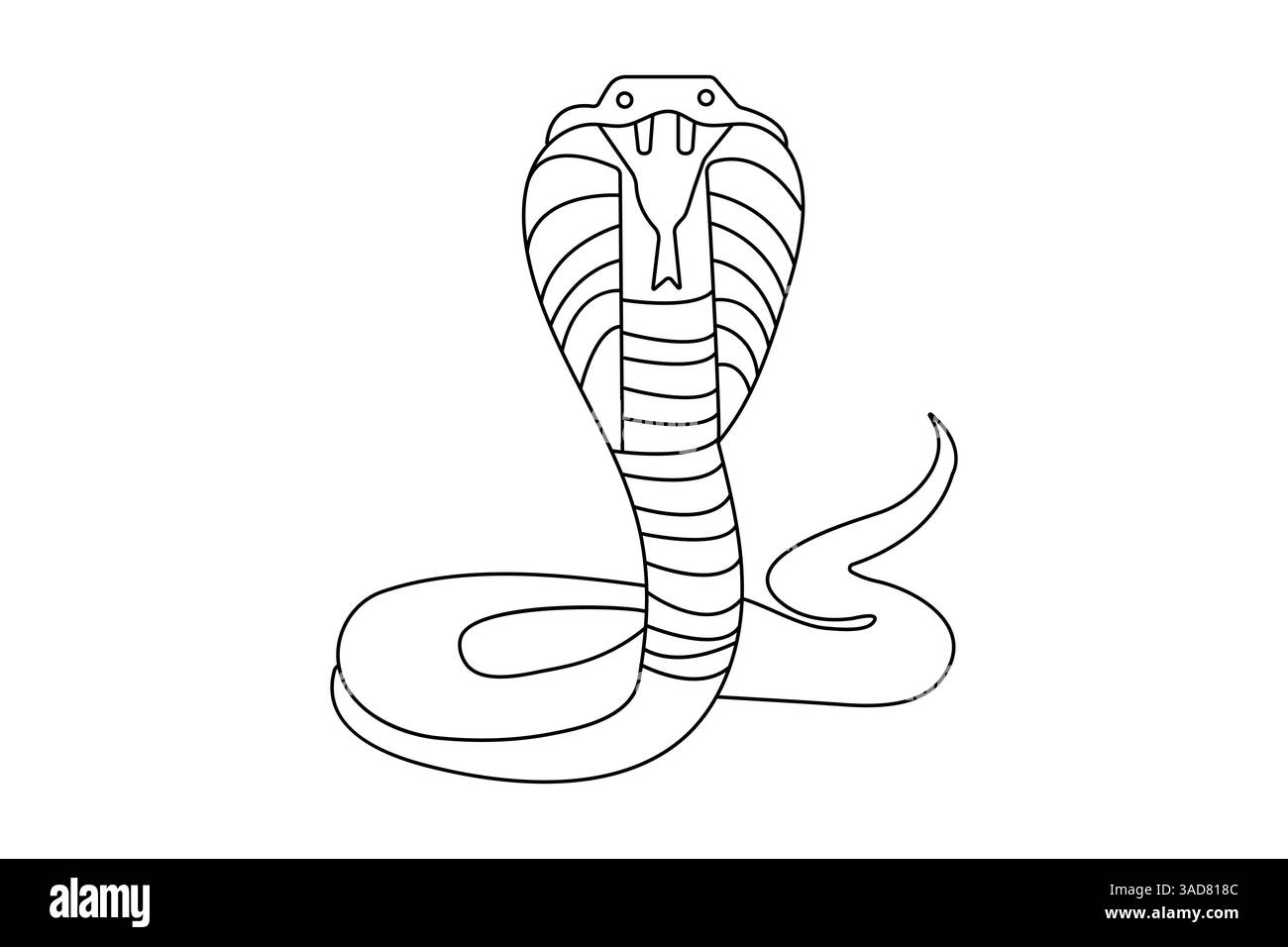 Snake one line drawing of minimalist vector icon with black and white ...