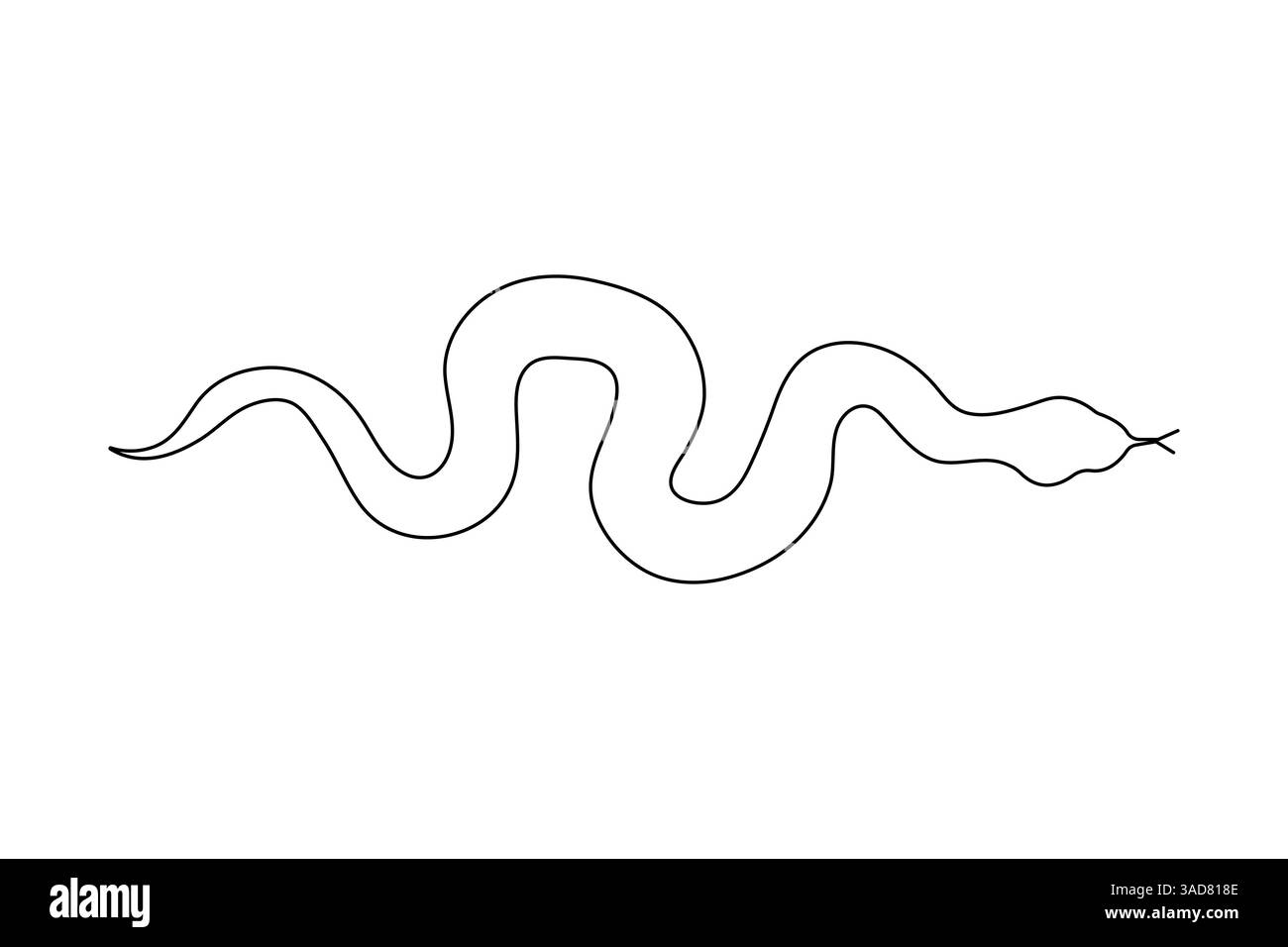 Snake one line drawing of minimalist vector icon with black and white background Stock Vector ...