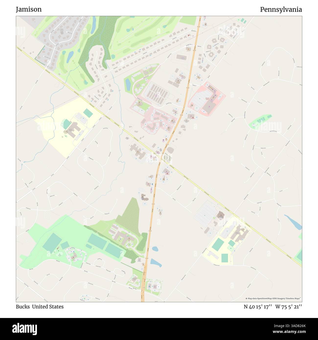 Jamison, Bucks, United States, Pennsylvania, N 40 15' 17'', W 75 5' 21 ...