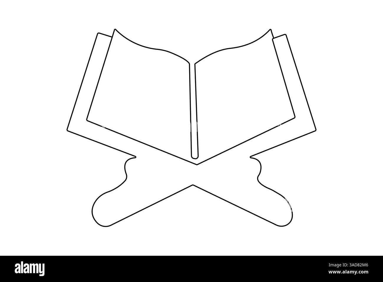 Quran one line drawing of minimalist vector icon with black and white ...