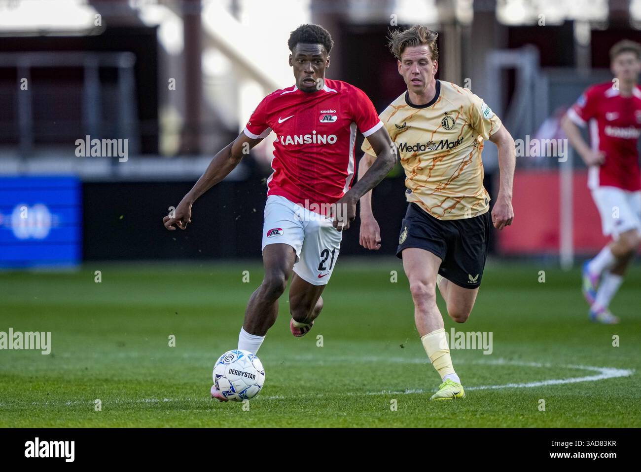 Alkmaar, Netherlands. 05th Apr, 2025. ALKMAAR - 05-04-2025, AFAS Stadium. Dutch Eredivisie ...