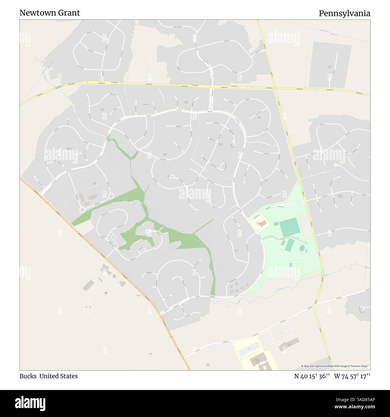 Newtown Grant, Bucks, United States, Pennsylvania, N 40 15' 36'', W 74 ...