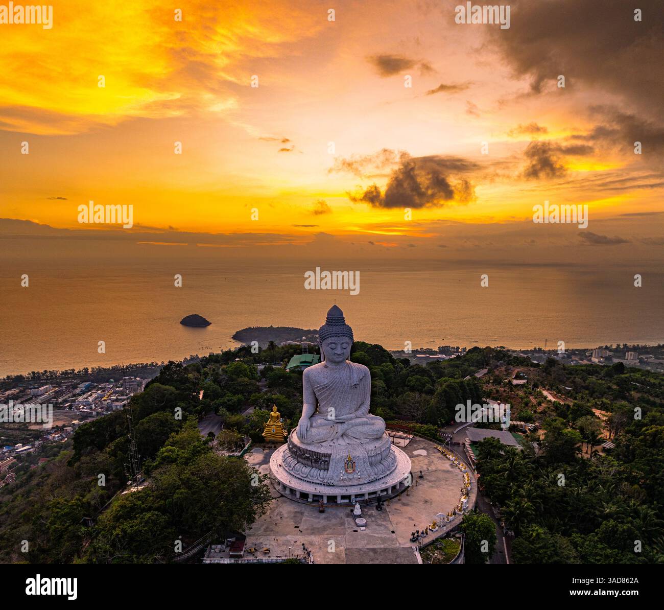 A breathtaking aerial view of the iconic Big Buddha statue overlooking ...