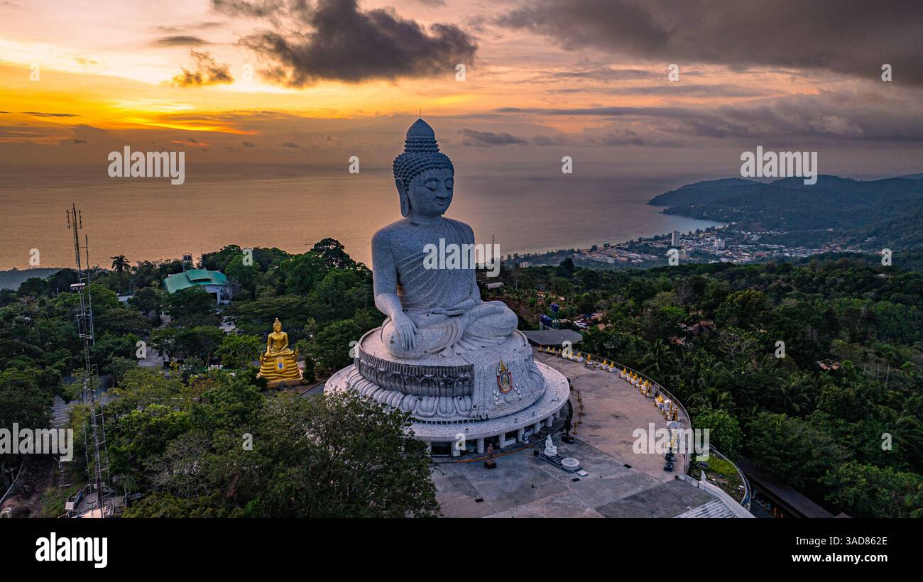 A breathtaking aerial view of the iconic Big Buddha statue overlooking ...