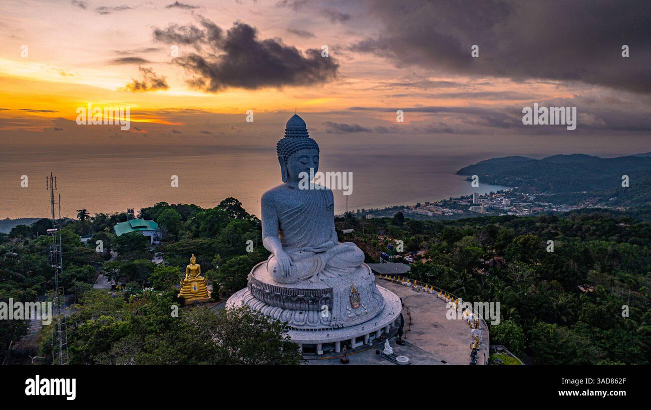 A breathtaking aerial view of the iconic Big Buddha statue overlooking ...