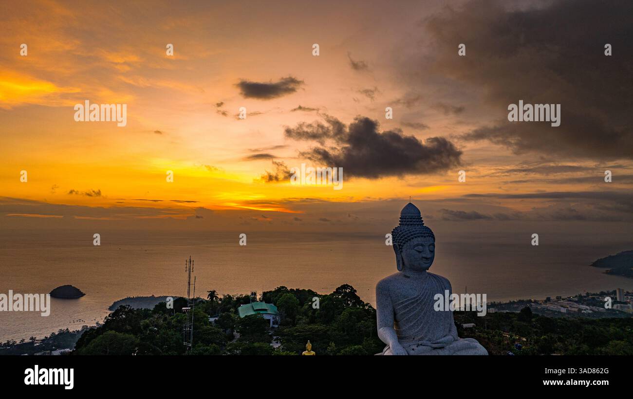 A breathtaking aerial view of the iconic Big Buddha statue overlooking ...