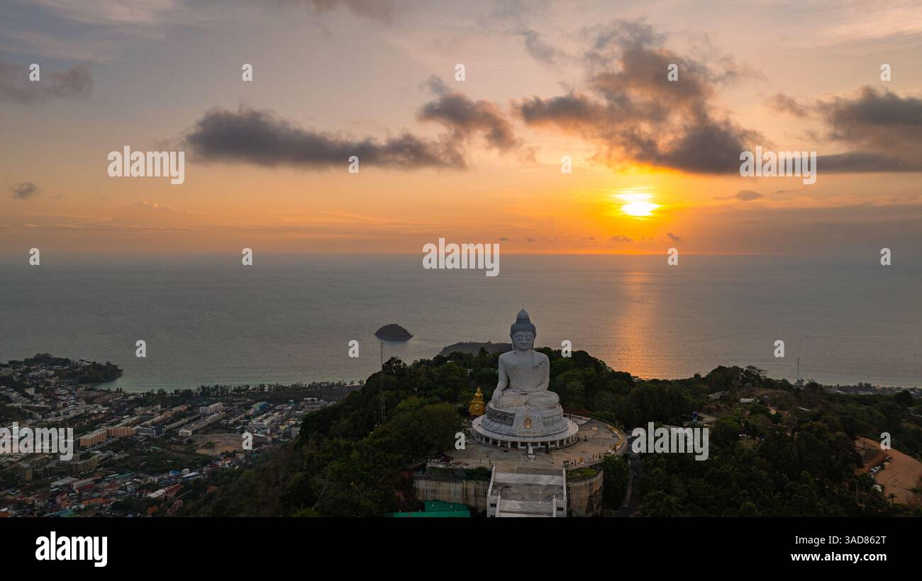 A breathtaking aerial view of the iconic Big Buddha statue overlooking ...