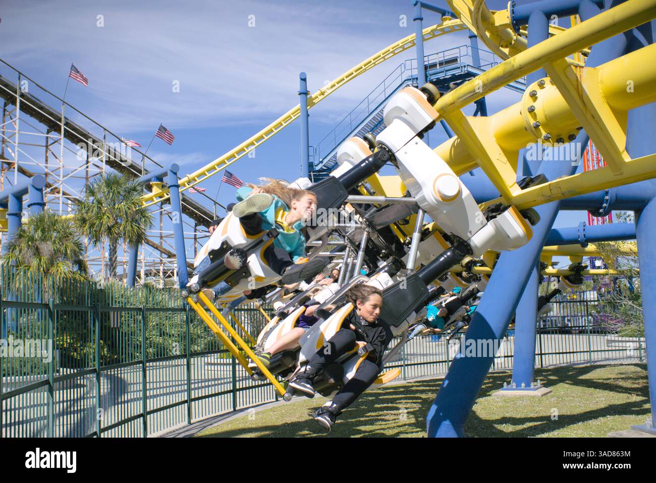 Freedom Flyer rollercoaster in action at Fun Spot America Florida, USA ...