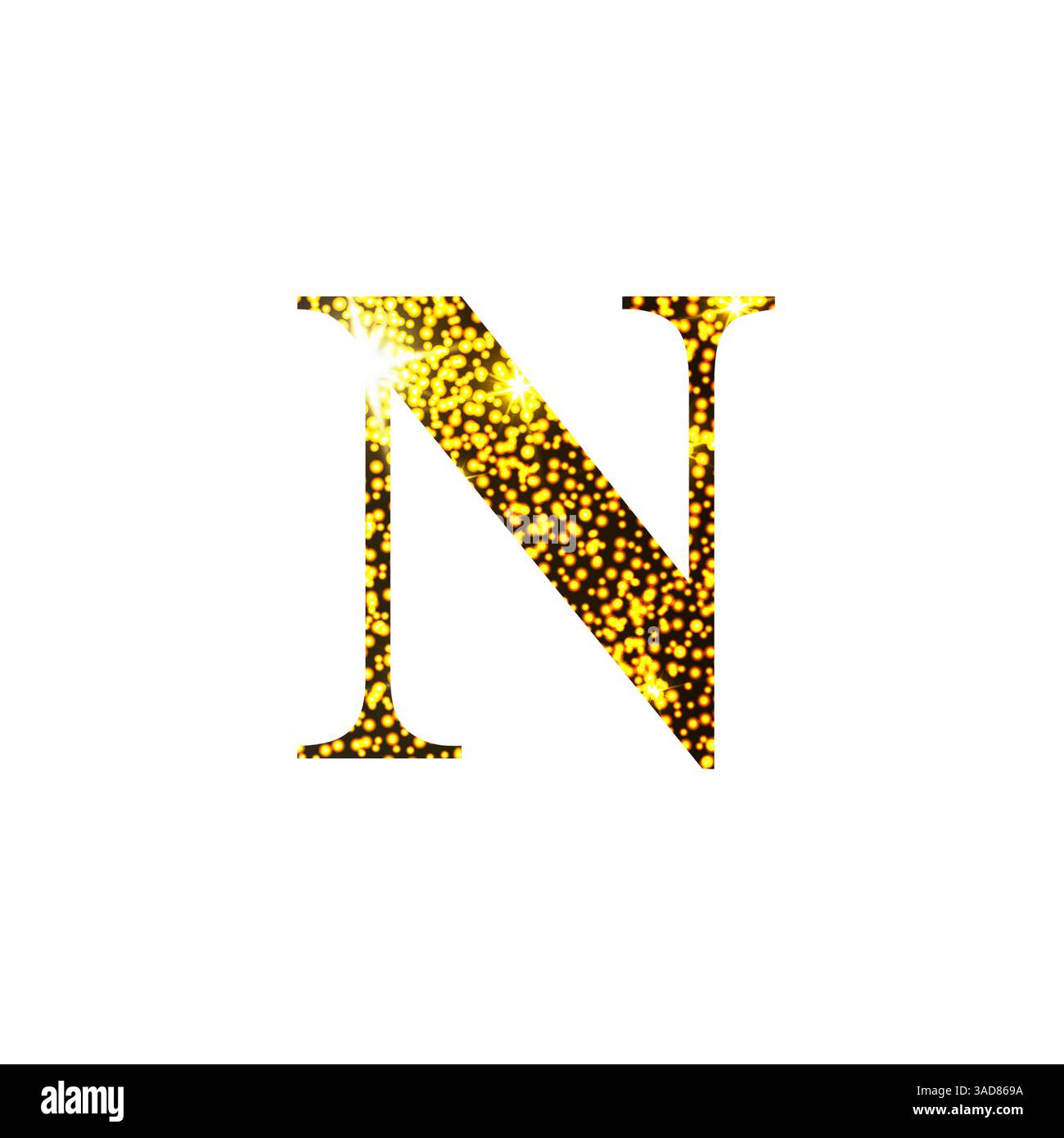 Golden letter N. Letter of the alphabet Stock Photo - Alamy