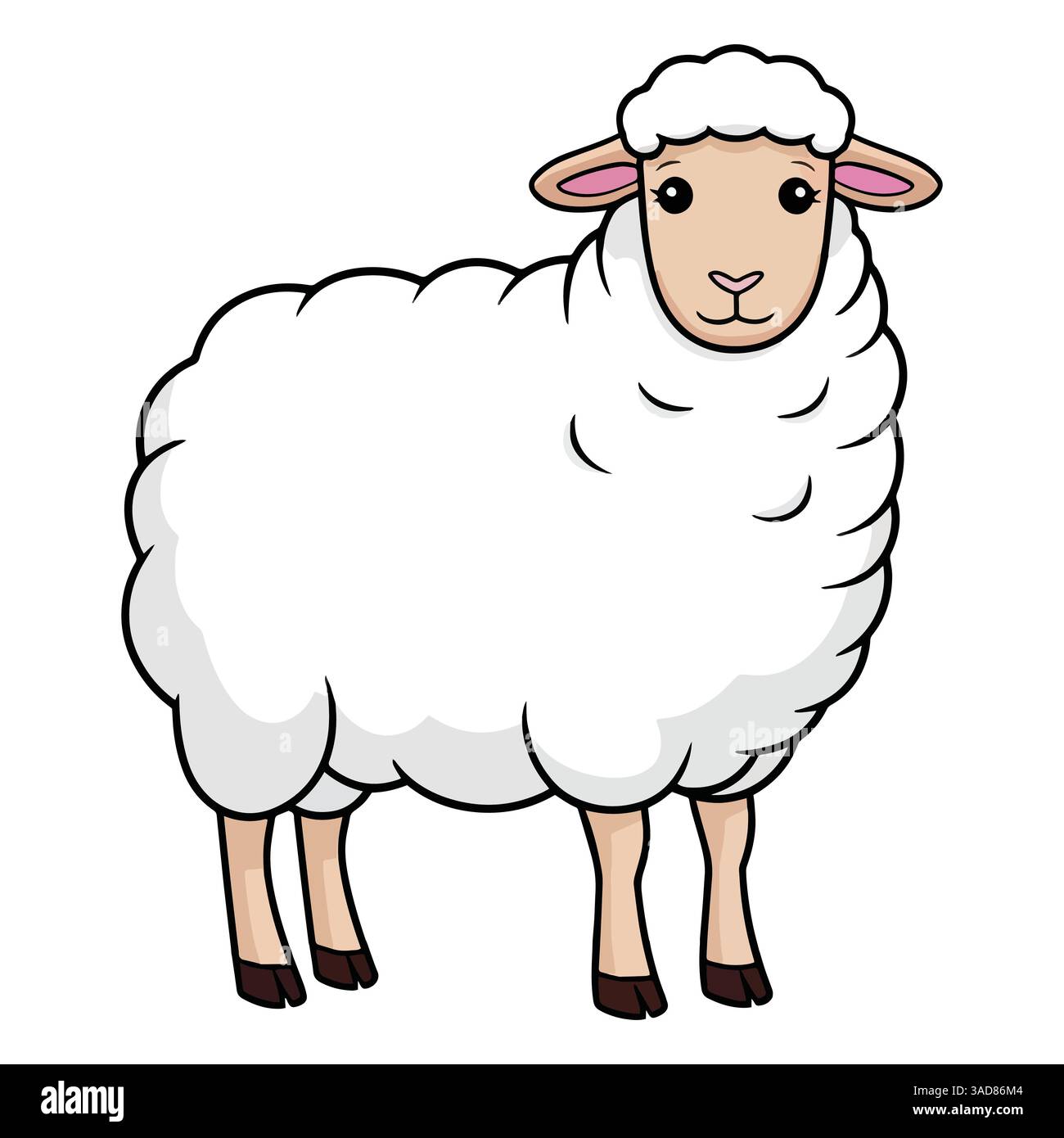 Sheep icon, female farm animal standing. Wool production symbol. Cute ...