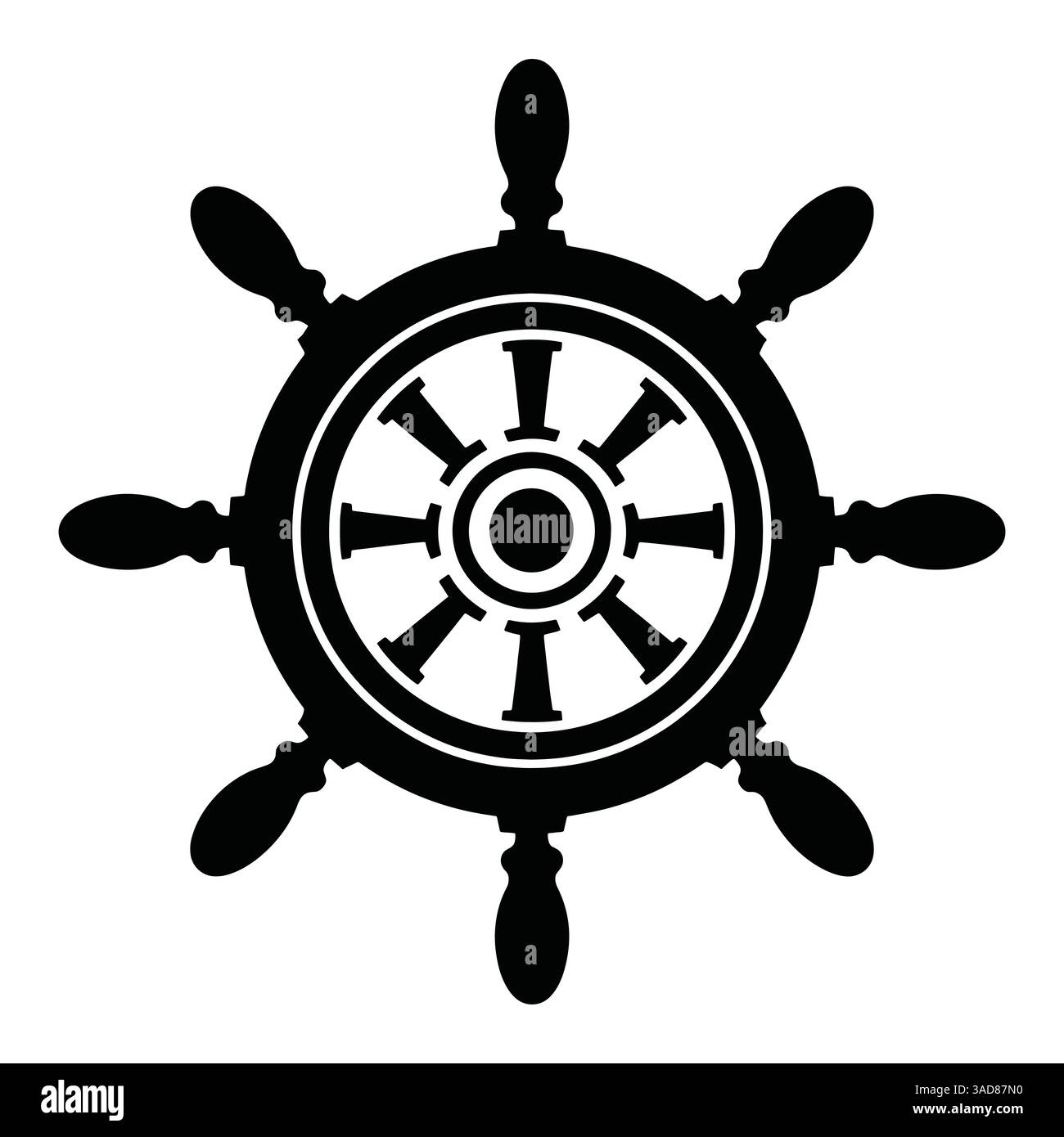 Ship wheel vector illustration. Maritime helm with classic design ...