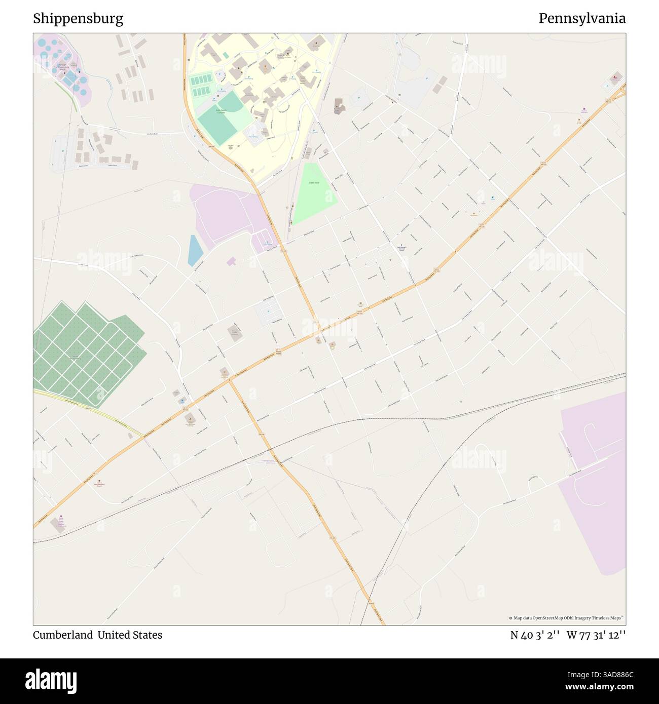 Shippensburg, Cumberland, United States, Pennsylvania, N 40 3' 2'', W ...