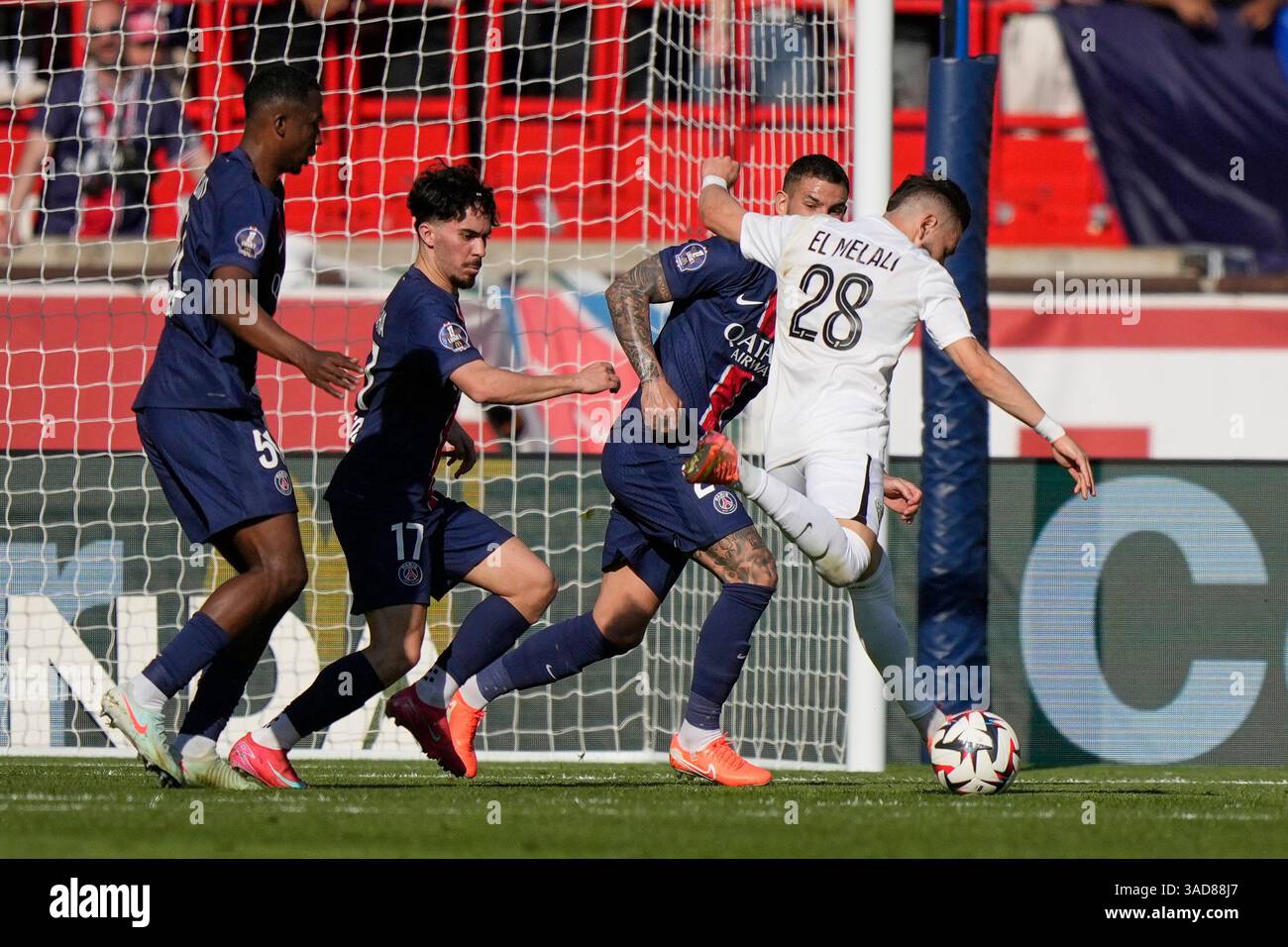 Angers' Farid El Melali makes an attempt to score during the French ...
