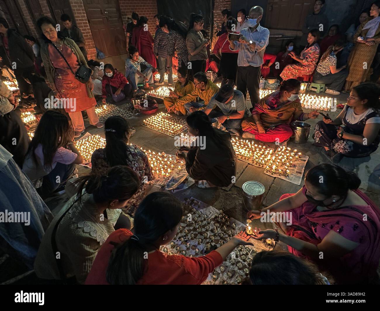 April 5, 2025: People light butter lamps offering prayers to Seto ...
