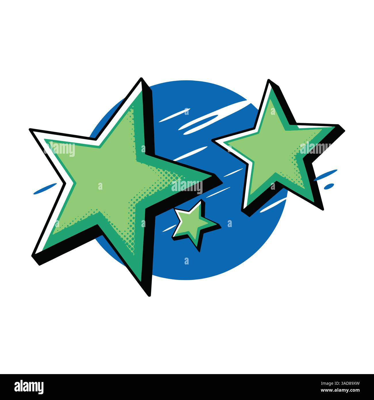 Cartoon illustration of a shooting star with a gradient background. A ...