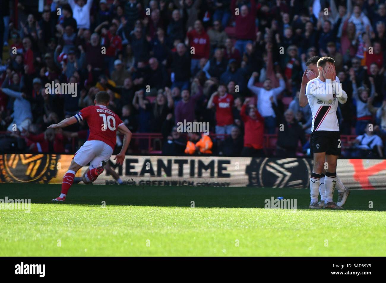 London, England. 5th Apr 2025. Greg Docherty celebrates after scoring ...