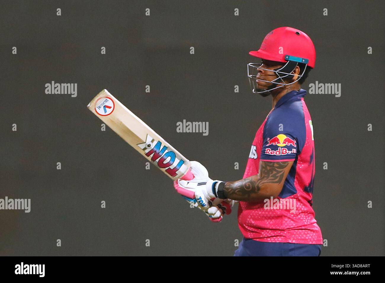 Rajasthan Royals' Shimron Hetmyer walks off the field after losing his ...