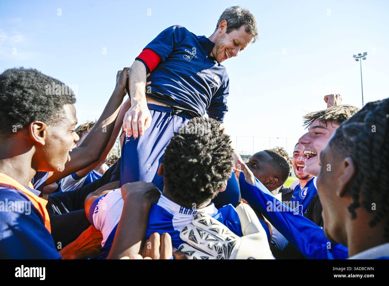 Gent, Belgium. 05th Apr, 2025. Gent's head coach Thomas Matton Jong KAA ...