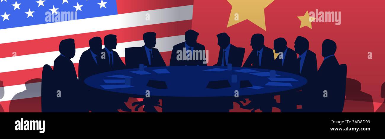 Business meeting silhouettes trade negotiation concept roundtable ...