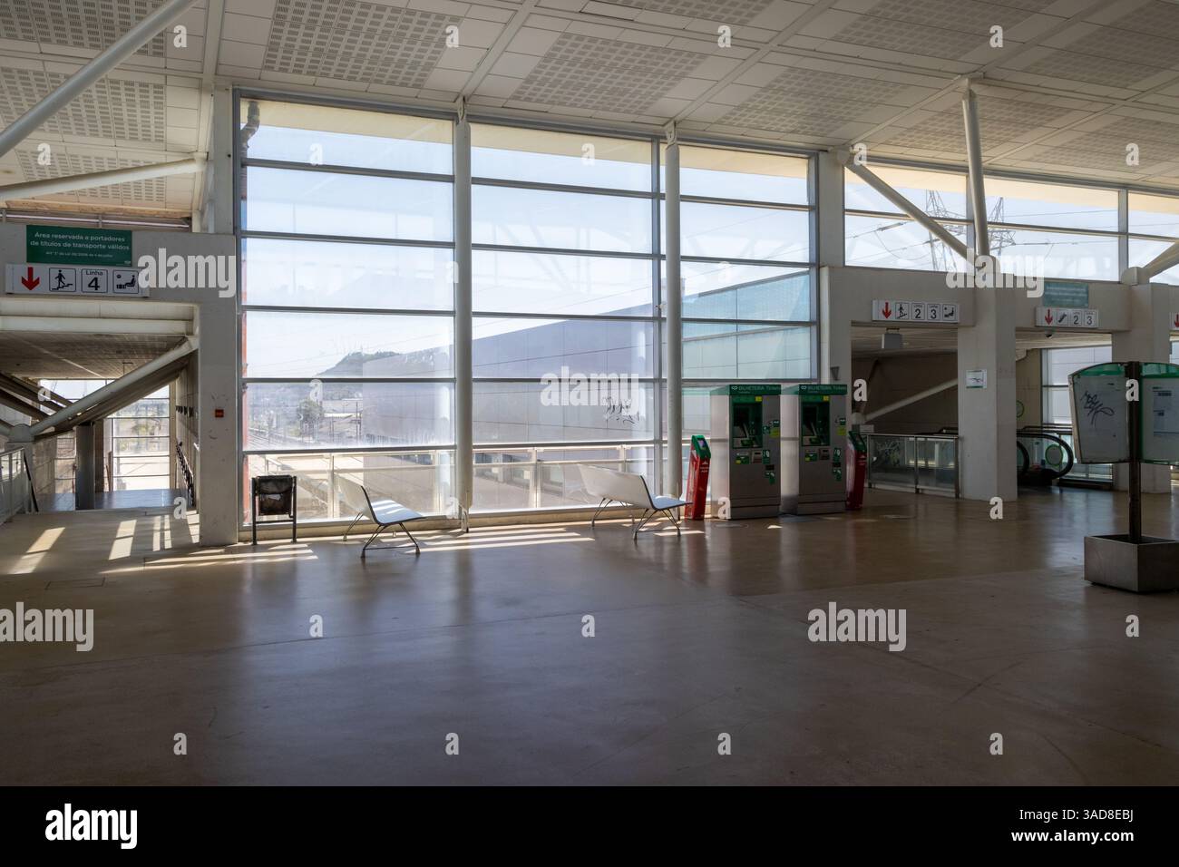 Sunlight illuminating empty waiting area of castanheira do ribatejo ...