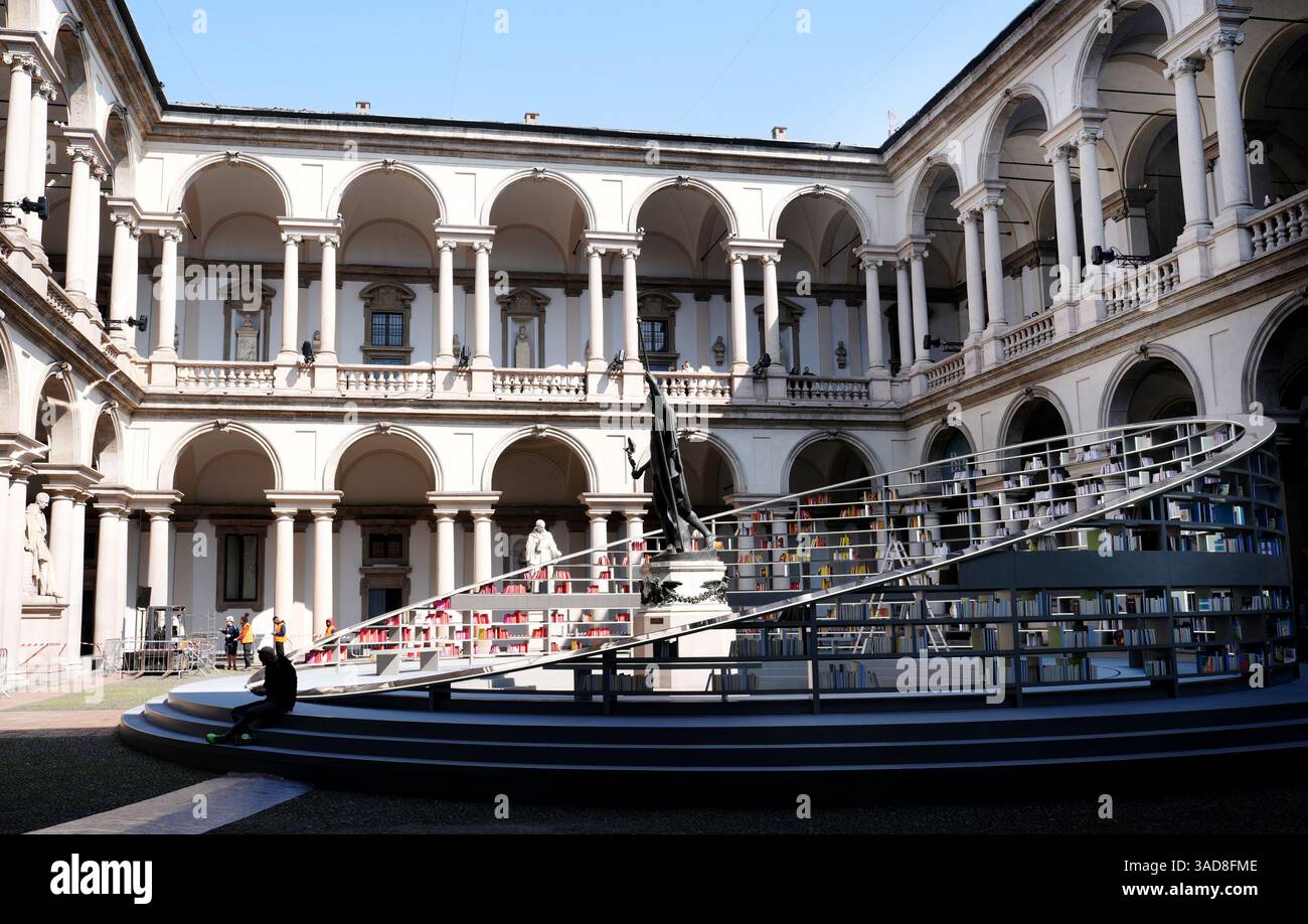 Milan, Italy. 05th Apr, 2025. Milan, Library of Light installation by ...