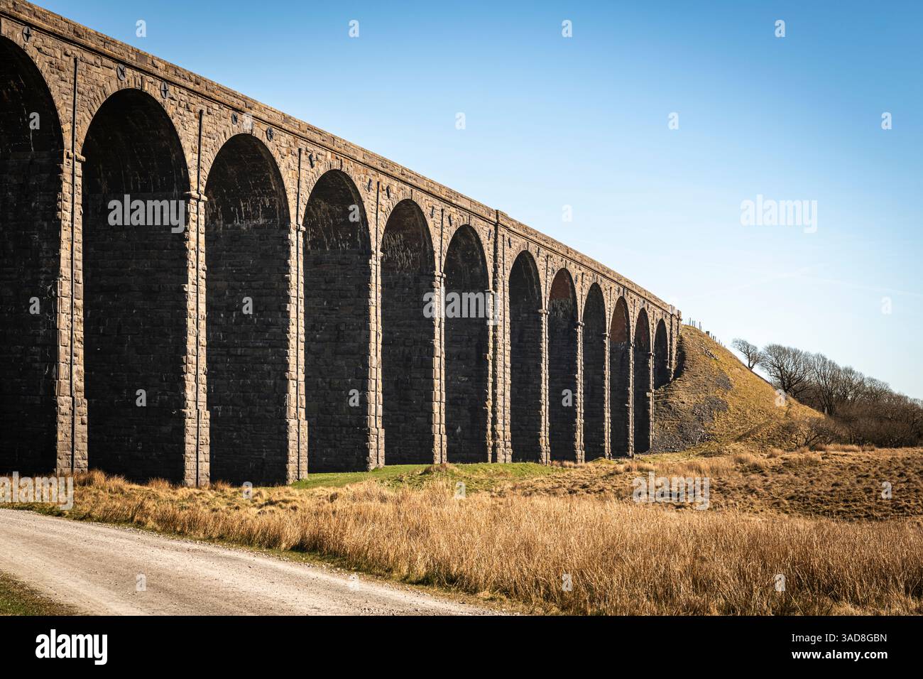 A sunny spring HDR image of the eastern half of the Ribblehead Viaduct ...