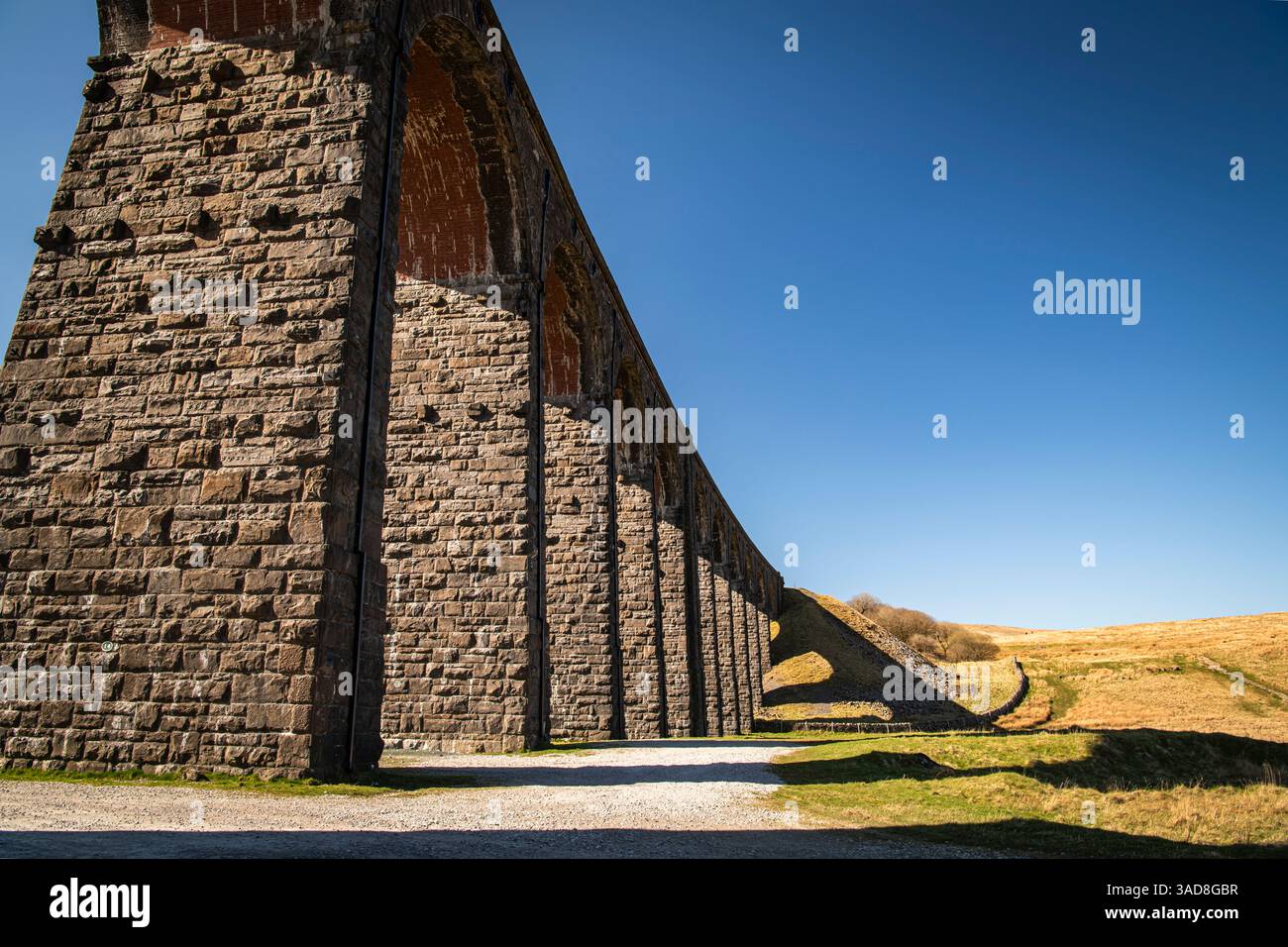A sunny spring HDR image of the eastern half of the Ribblehead Viaduct ...