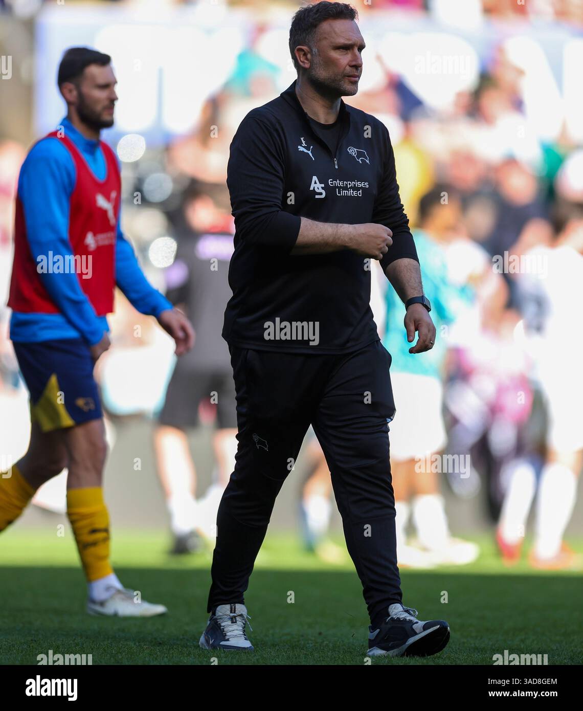 Derby County manager John Eustace at full time during the Sky Bet ...