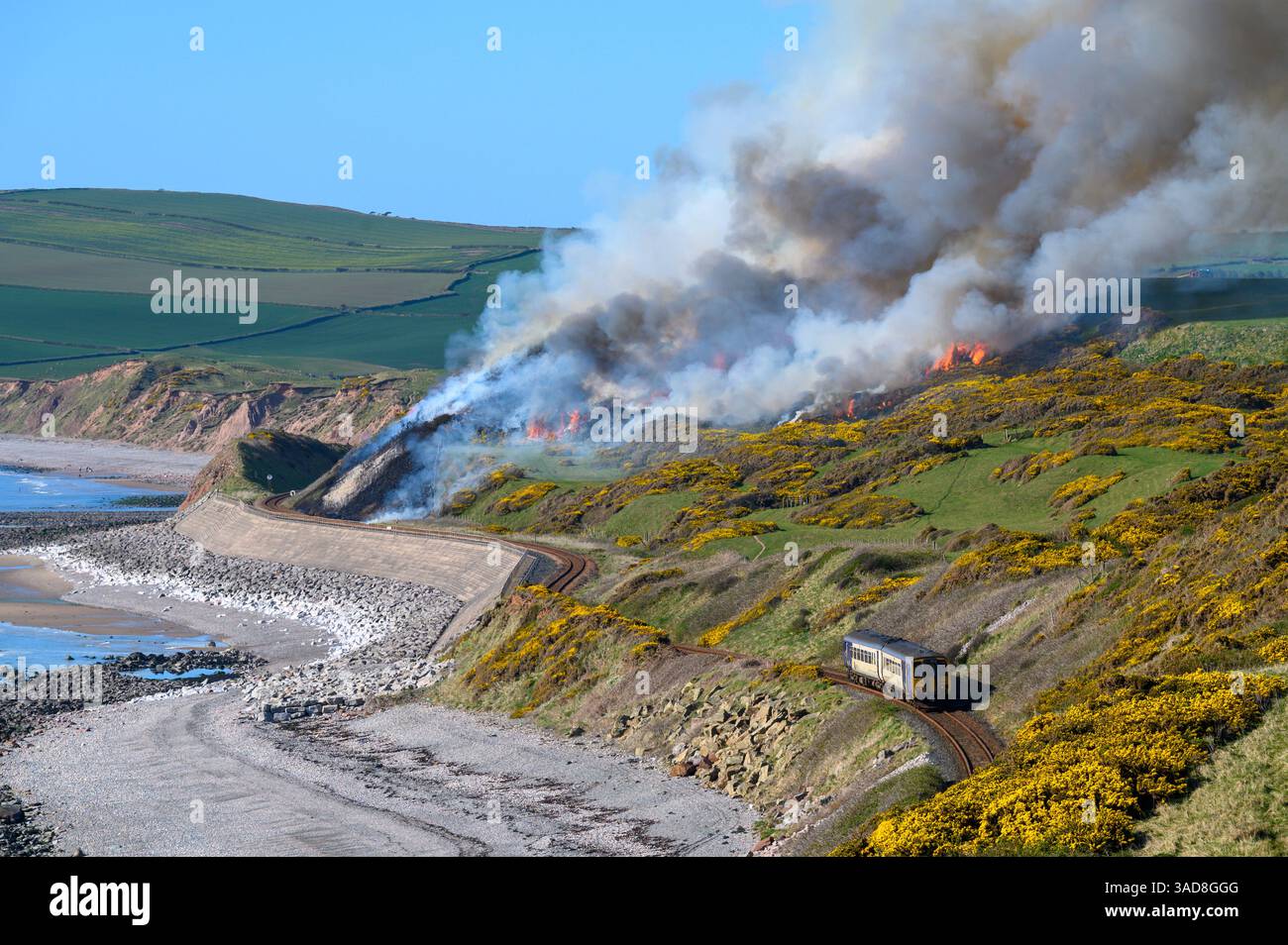 St. Bees, UK. 05th April, 2025 - A train is seen just as it passed by ...