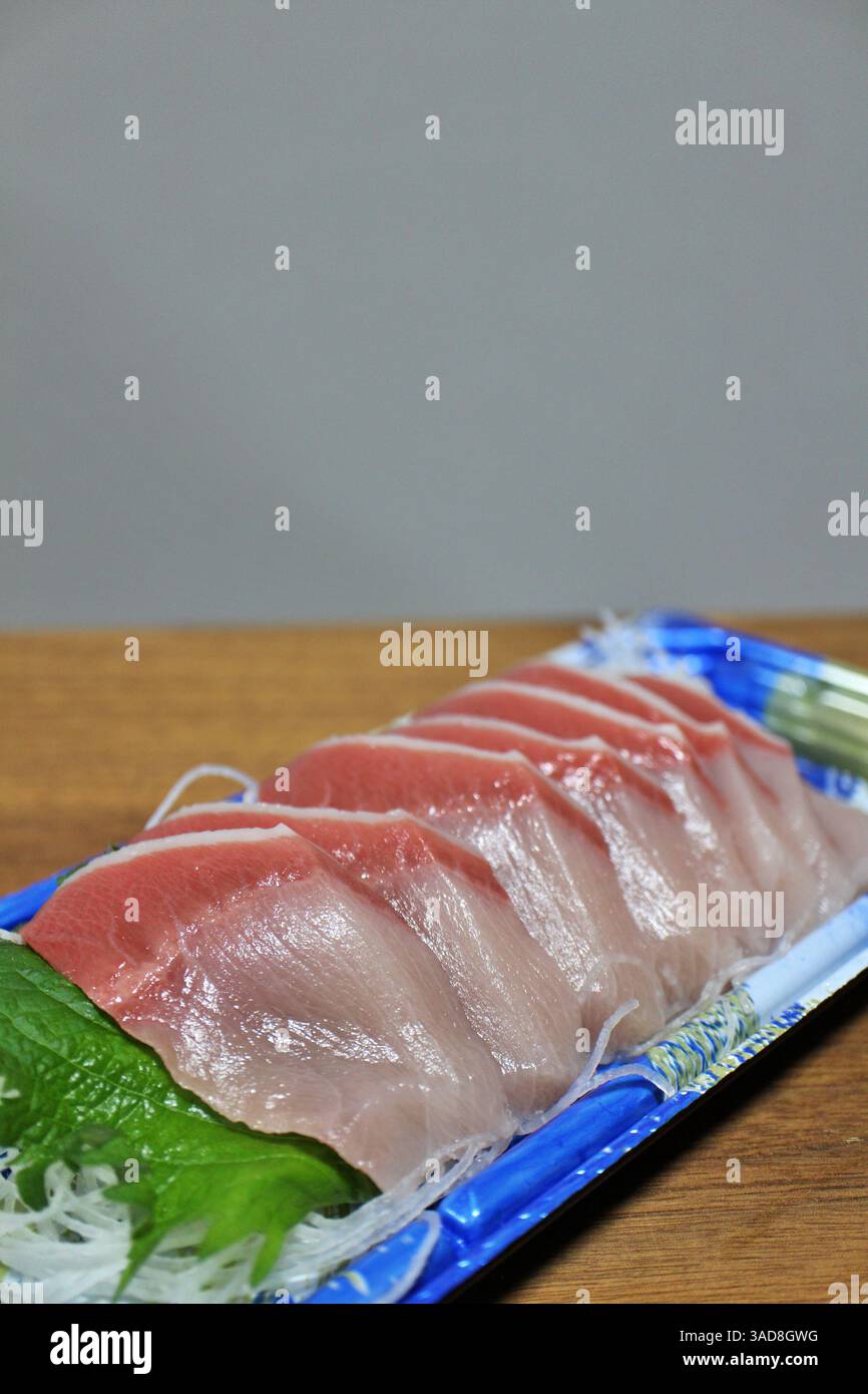 Yellowtail sashimi purchased at a supermarket in Tokyo, Japan Stock ...