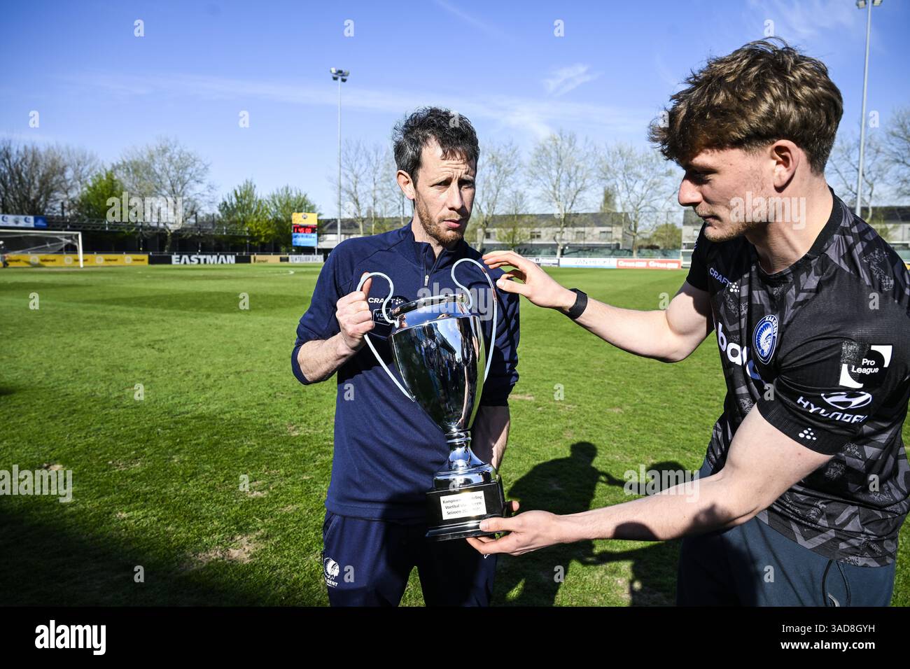 Gent, Belgium. 05th Apr, 2025. Gent's head coach Thomas Matton Jong KAA ...
