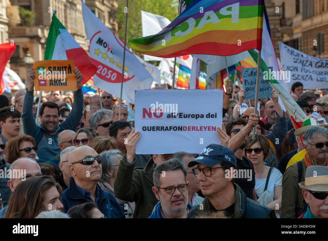 Rome, Italy April 05, 2025: Thousands demonstrate in Rome against ...