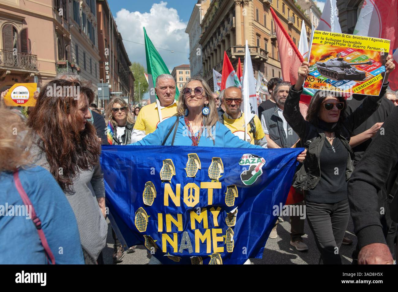 Rome, Italy April 05, 2025: Thousands demonstrate in Rome against ...