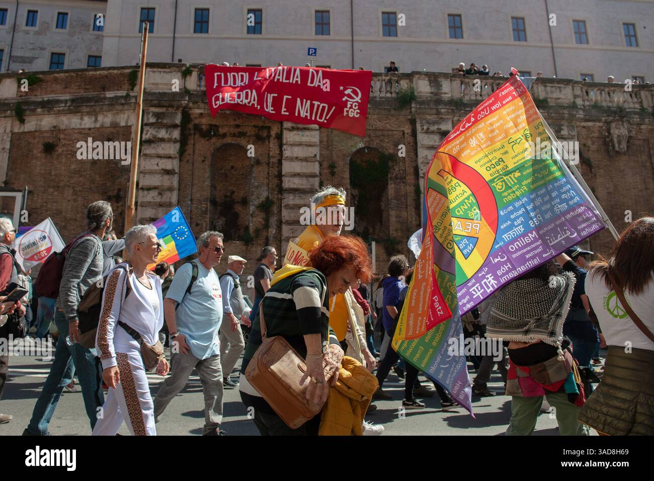 Rome, Italy April 05, 2025: Thousands demonstrate in Rome against ...