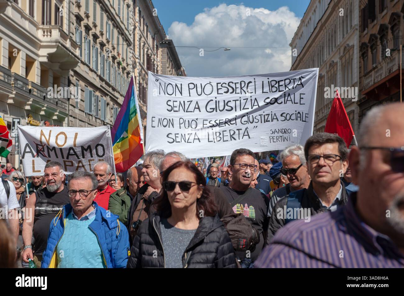 Rome, Italy April 05, 2025: Thousands demonstrate in Rome against ...