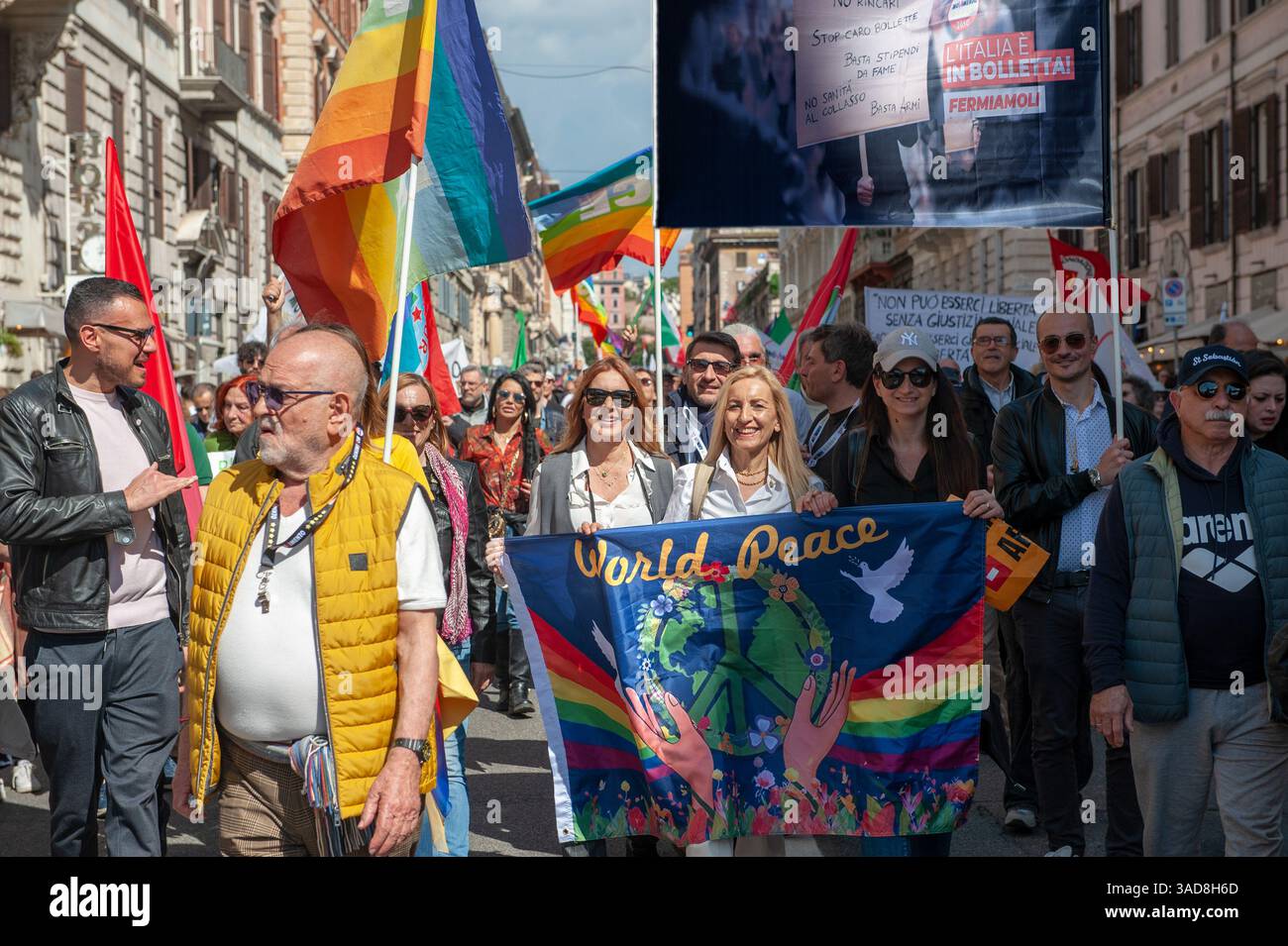Rome, Italy April 05, 2025: Thousands demonstrate in Rome against ...