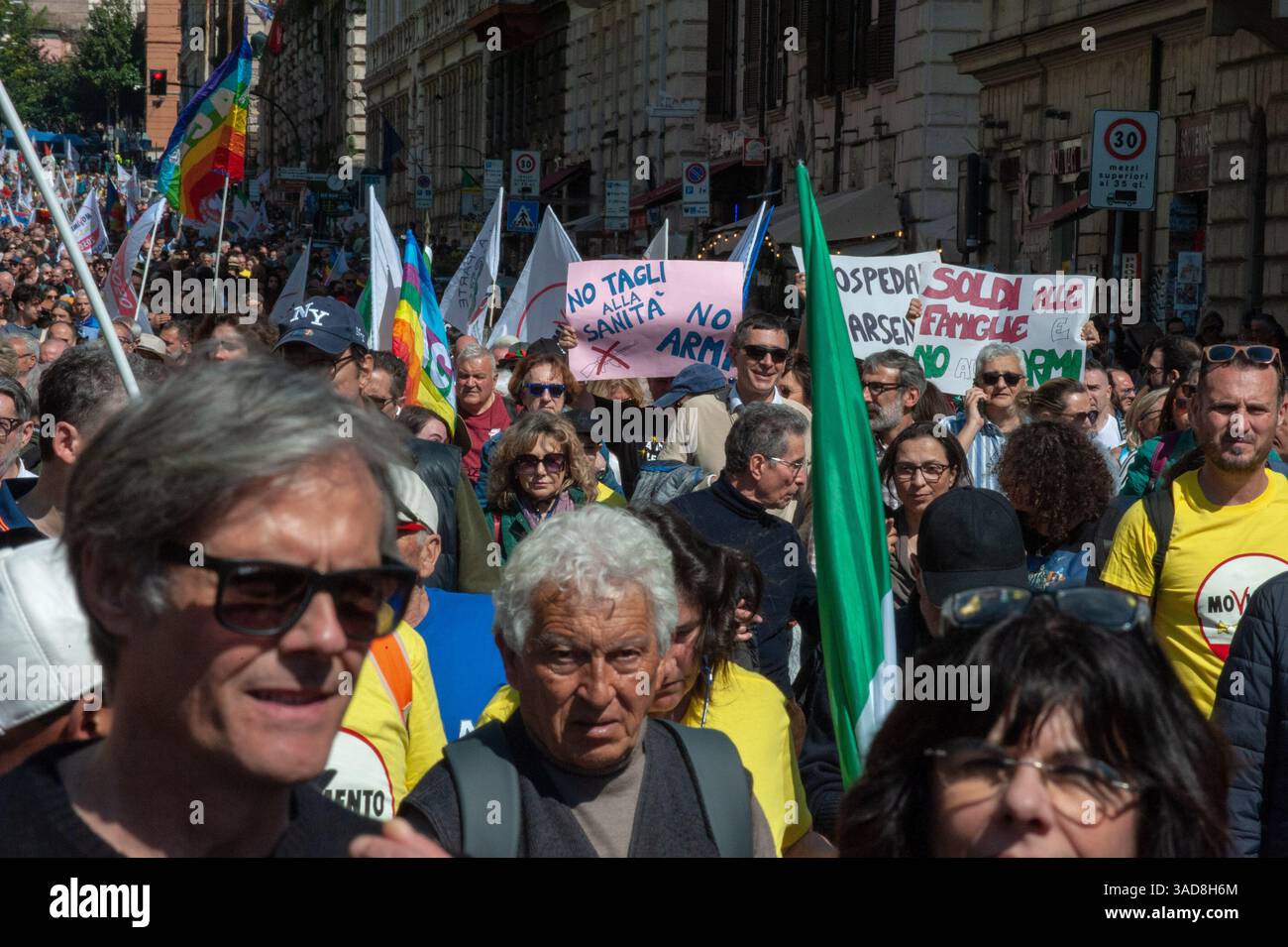 Rome, Italy April 05, 2025: Thousands demonstrate in Rome against ...