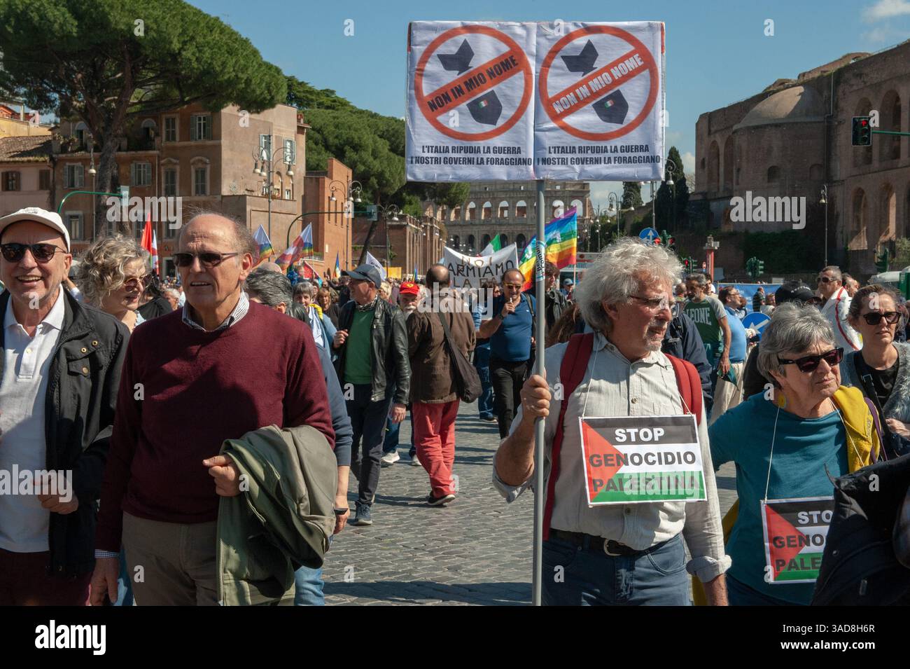 Rome, Italy April 05, 2025: Thousands demonstrate in Rome against ...