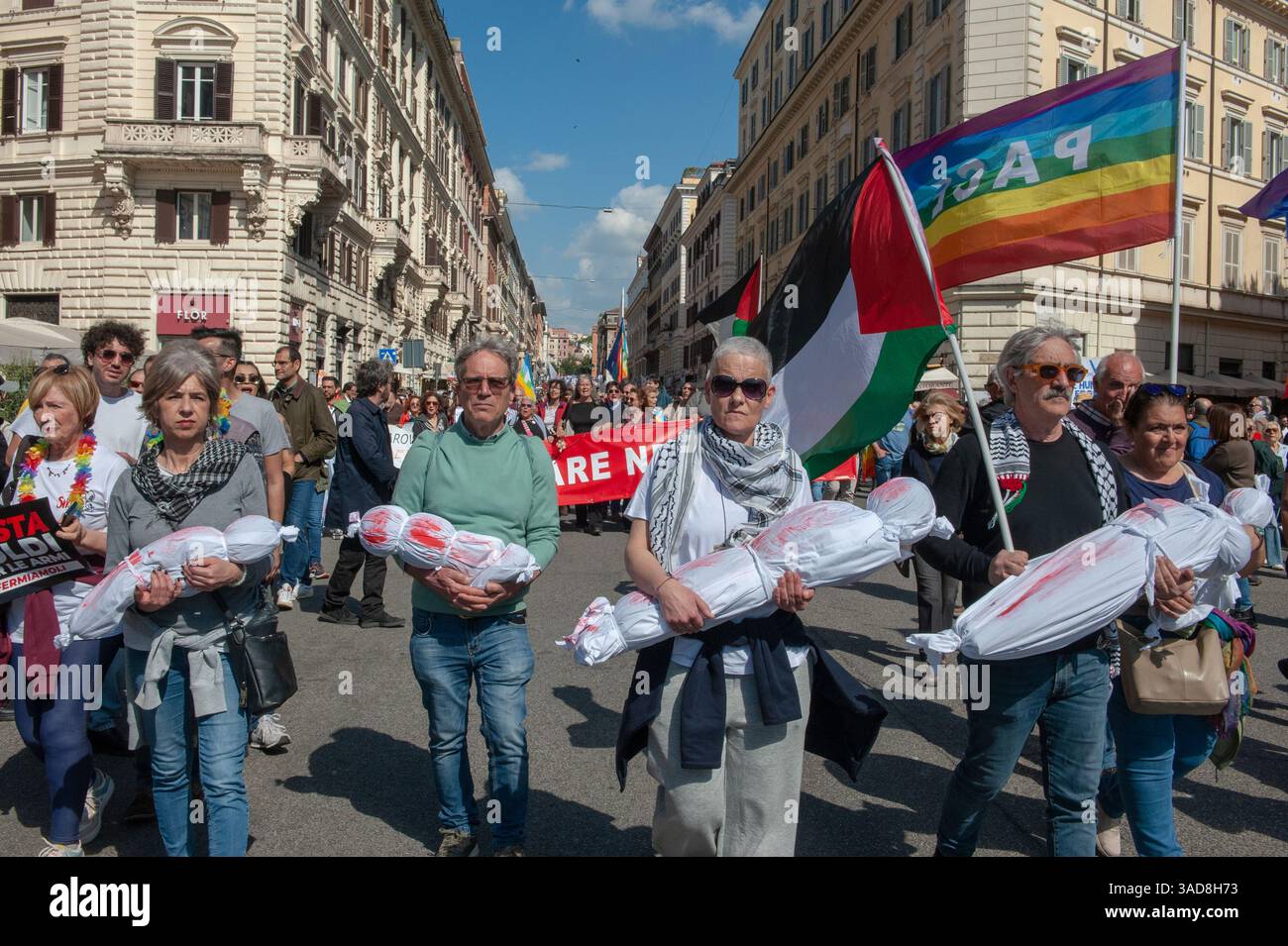 Rome, Italy April 05, 2025: Thousands demonstrate in Rome against ...