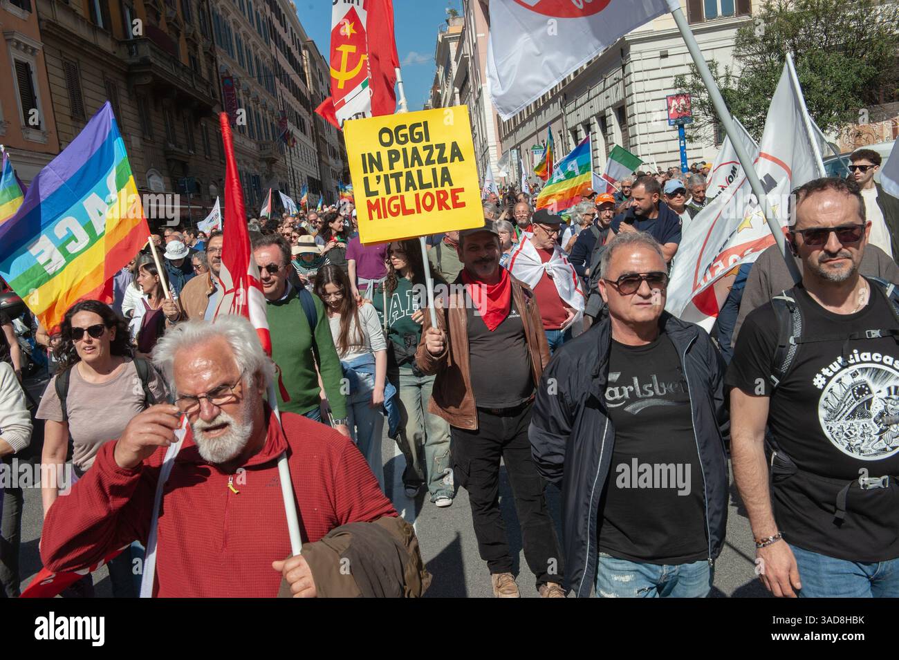 Rome, Italy April 05, 2025: Thousands demonstrate in Rome against ...