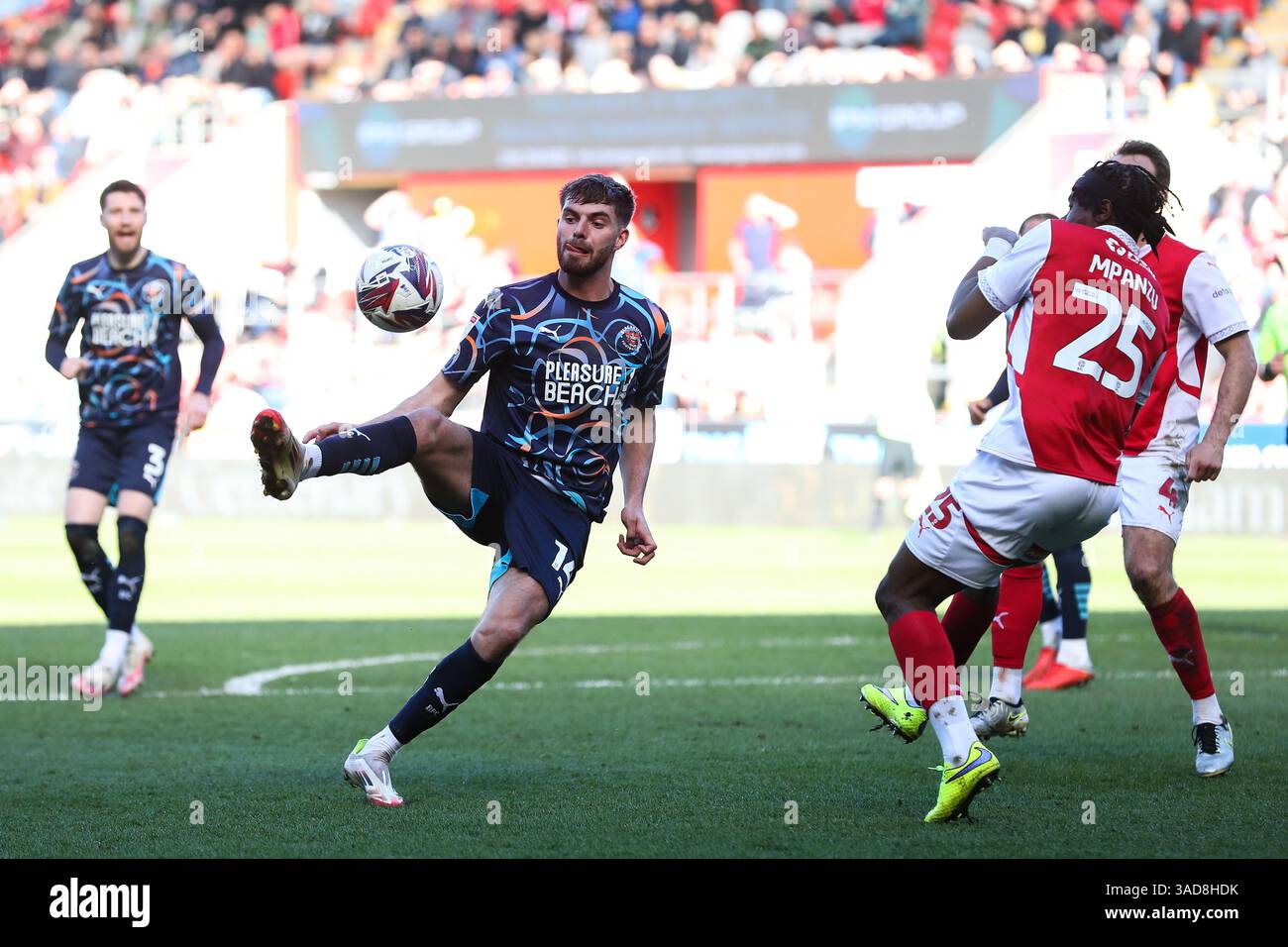 Tom Bloxham of Blackpool in action during the Sky Bet League 1 match ...