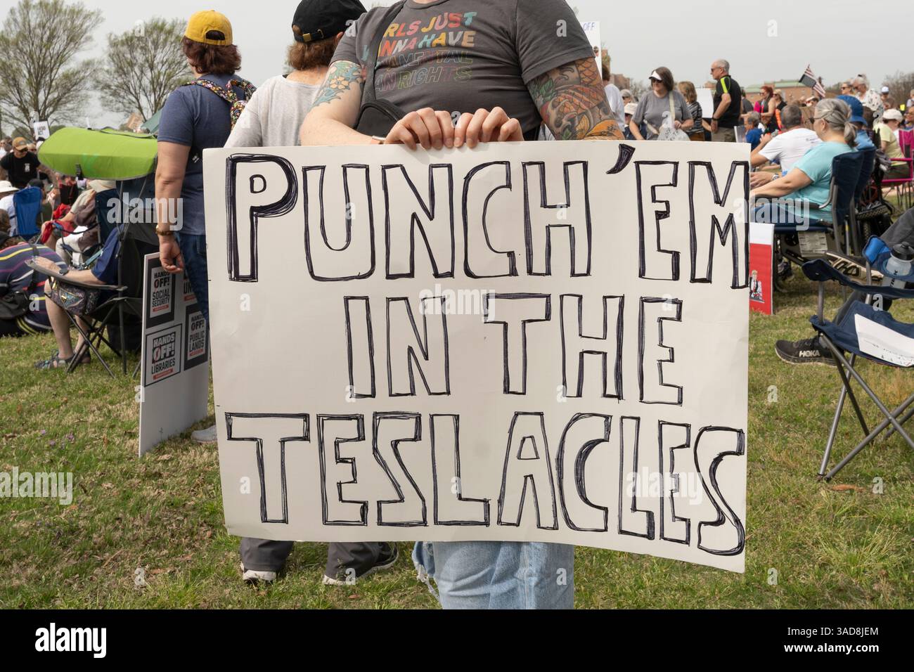 Norfolk, Virginia, USA, 5th April 2025: Demonstrators at Towne Point ...