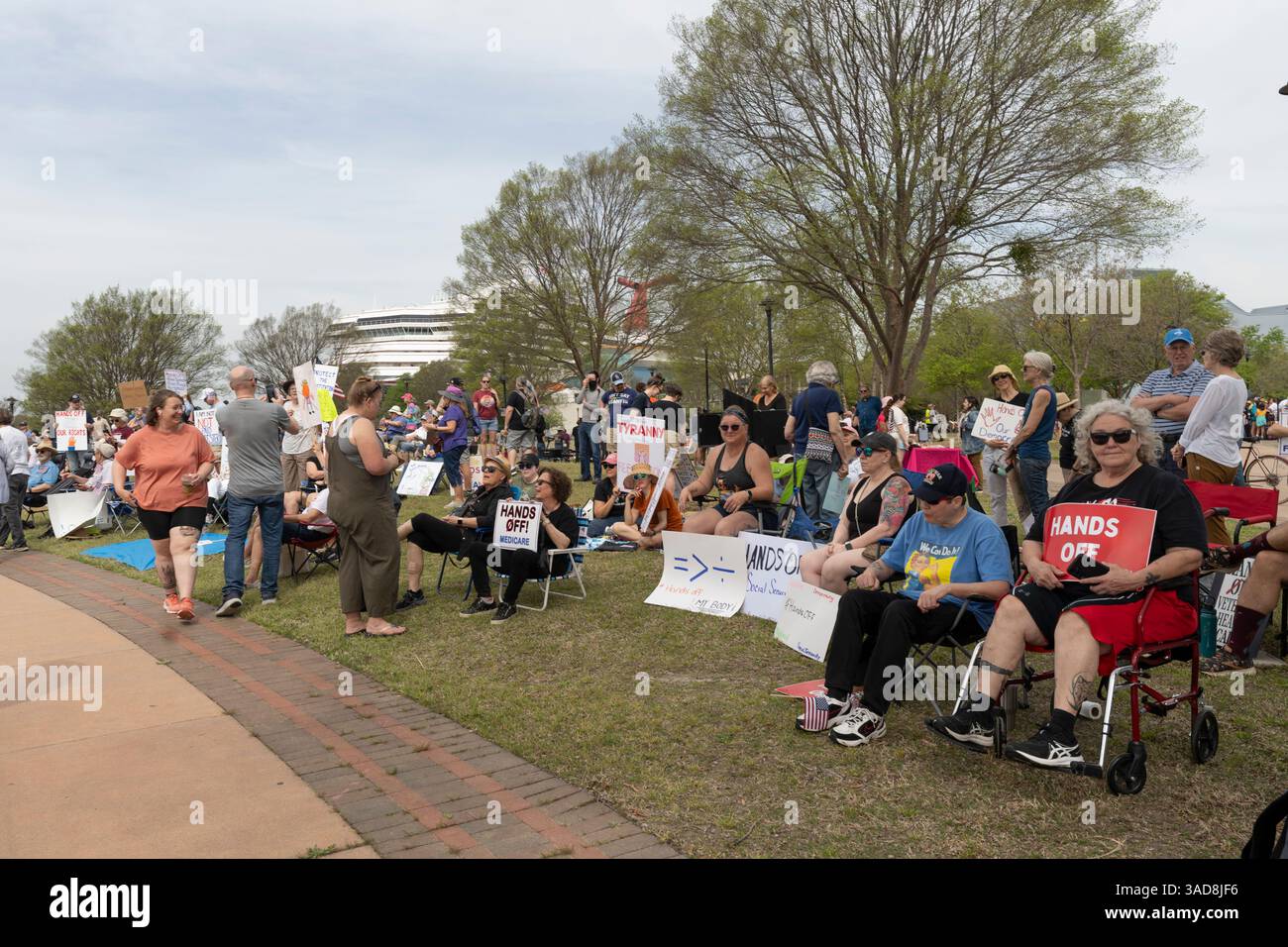 Norfolk, Virginia, USA, 5th April 2025: Demonstrators at Towne Point ...