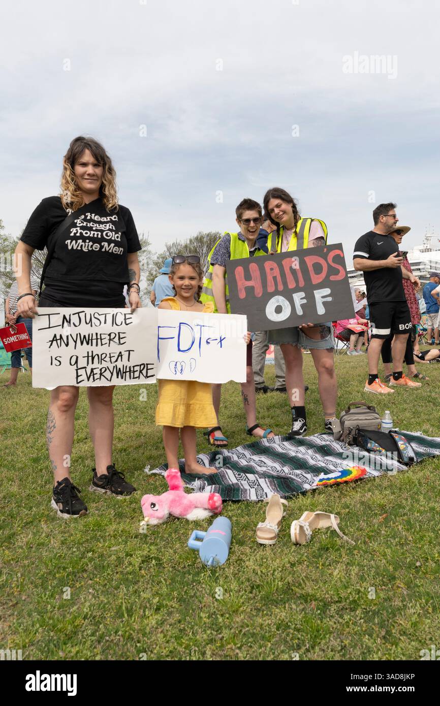Norfolk, Virginia, USA, 5th April 2025: Demonstrators at Towne Point ...