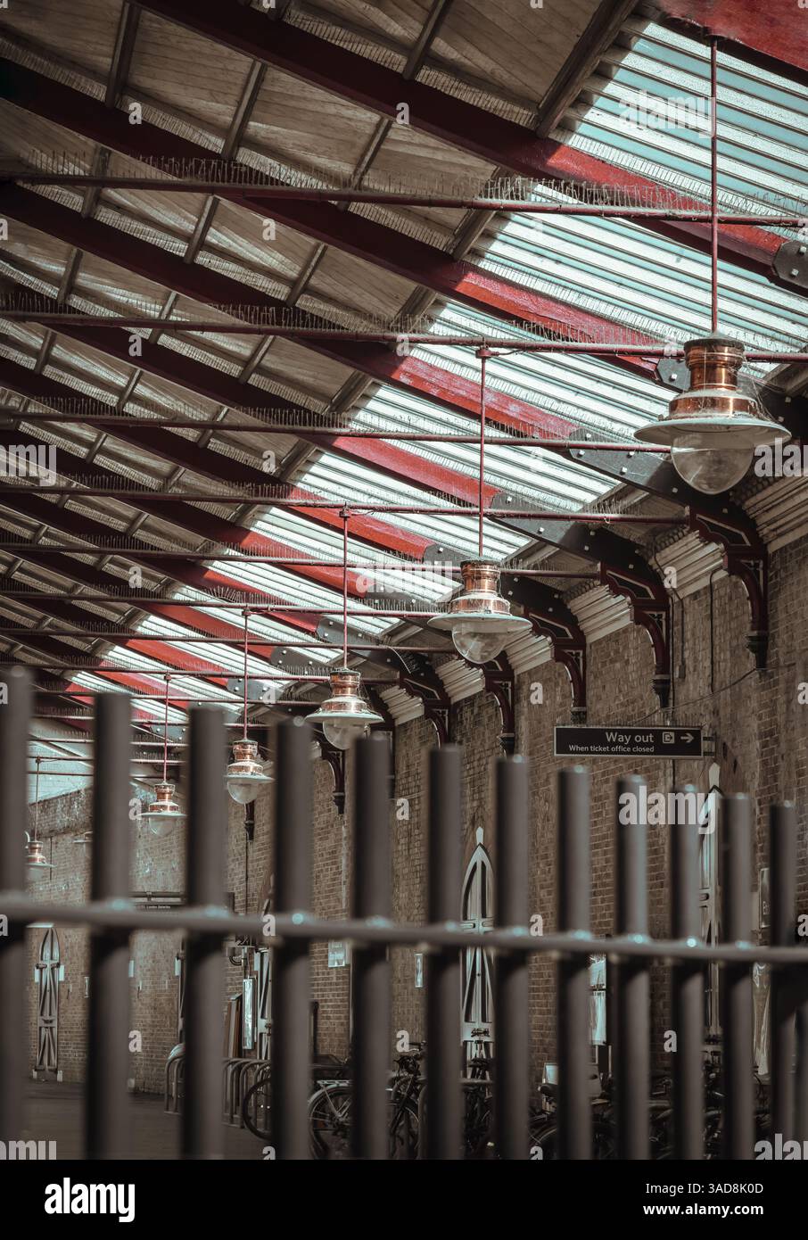 Windsor, UK - Apr 3, 2025 - A vintage copper ceiling light fixture with ...