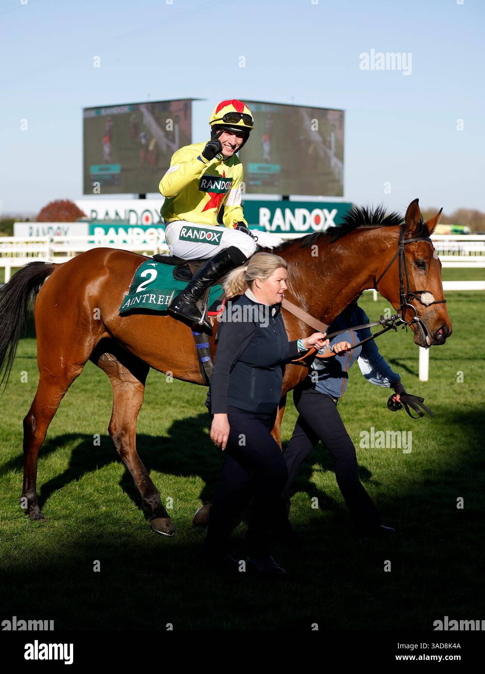 Kalif Du Berlais and jockey Harry Cobden after winning the Rosconn ...