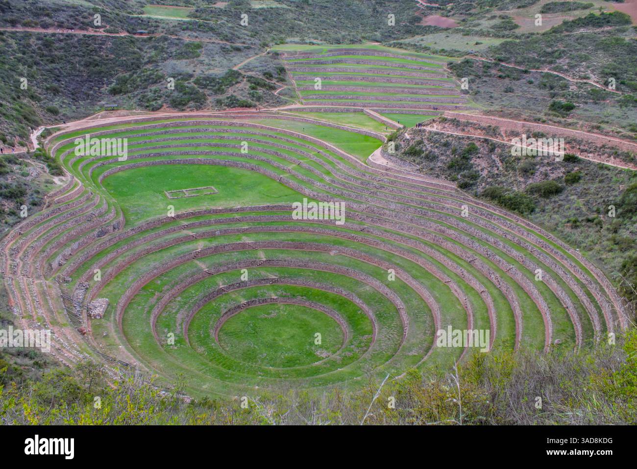 Moray circular terraces in Peru near Cusco city in sacred valley of ...