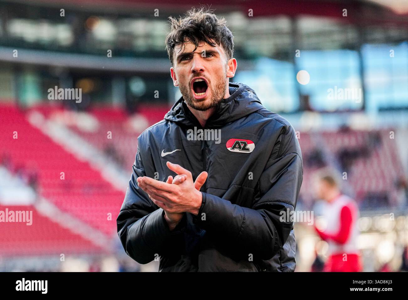 ALKMAAR, NETHERLANDS - APRIL 5: Troy Parrot of AZ shouting after the ...